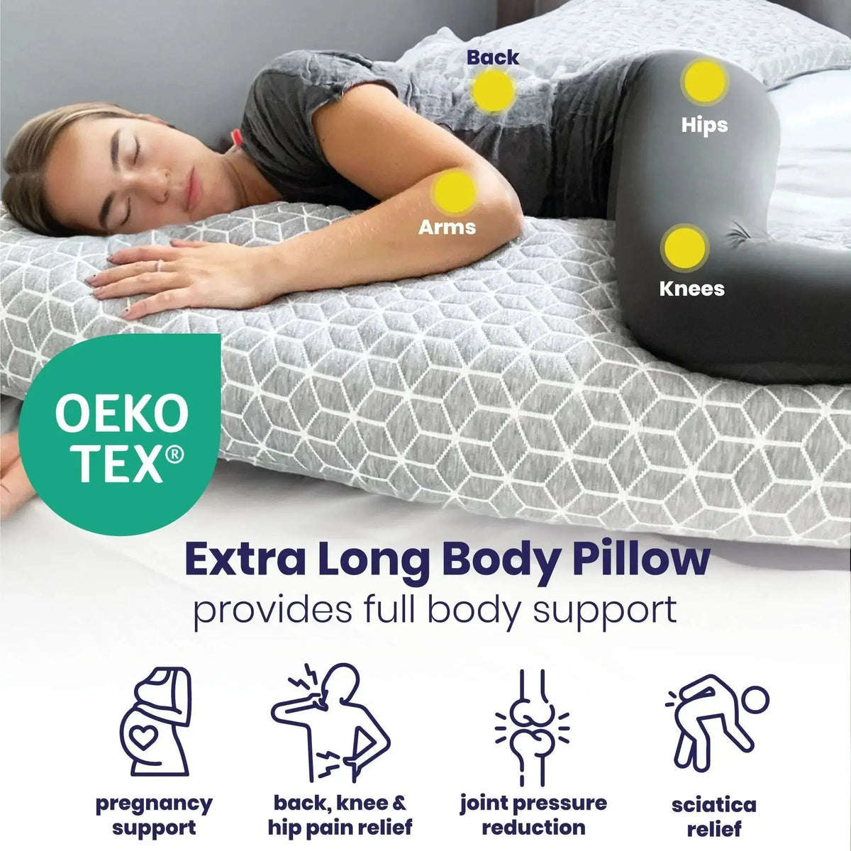 Brightr® Hug Body Pillow - Best Back Pain Body Pillow - Adjustable ...