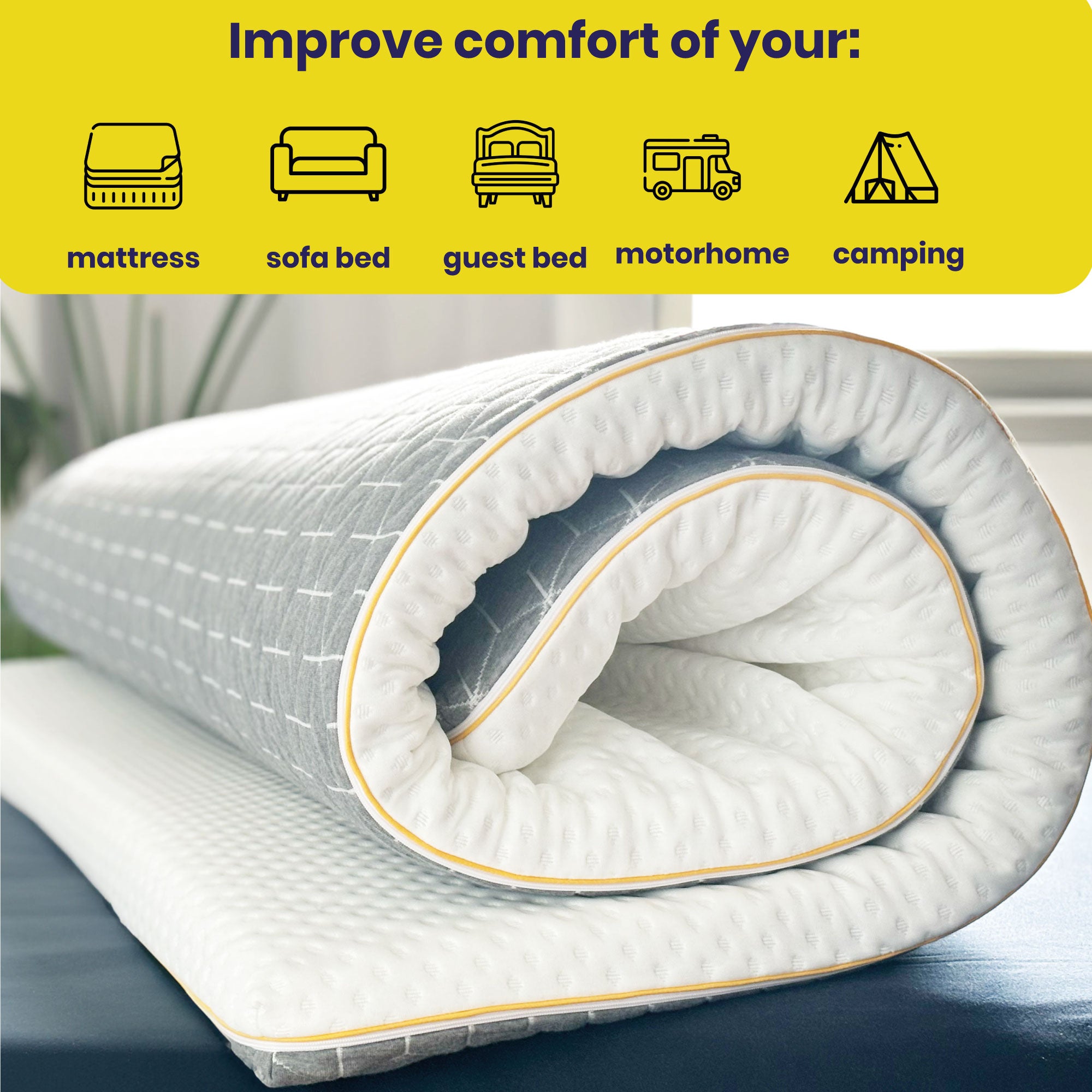 Brightr® Premium 2 in 1 Memory Foam mattress topper | Adjustable & Coo ...